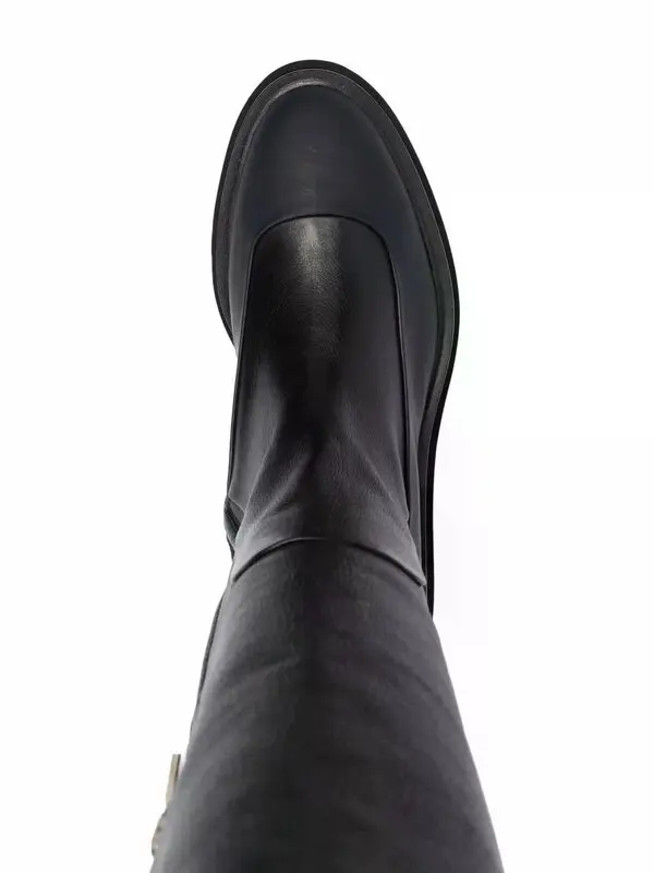 Santoni Ribbed Leather Knee-high Boots