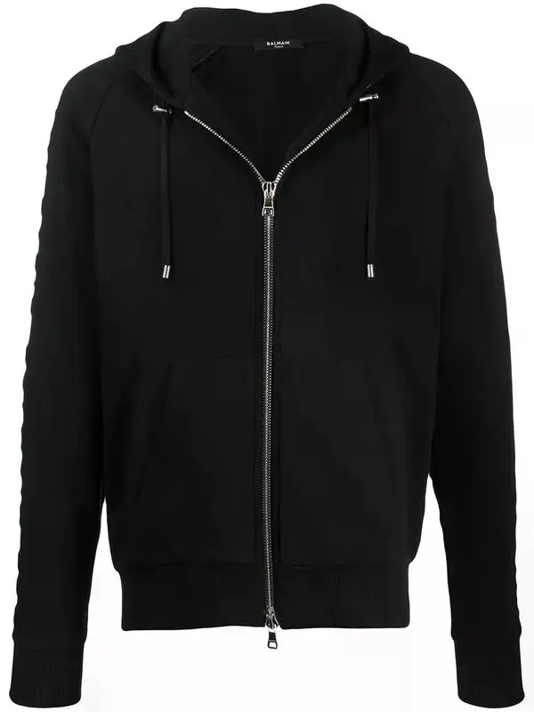 Balmain Embossed Logo-panel Zipped Hoodie