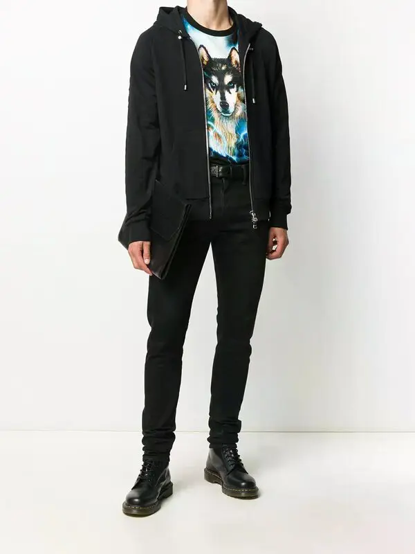 Balmain Embossed Logo-panel Zipped Hoodie