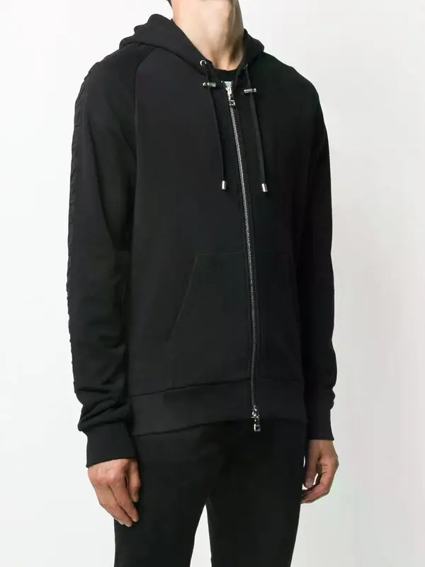 Balmain Embossed Logo-panel Zipped Hoodie