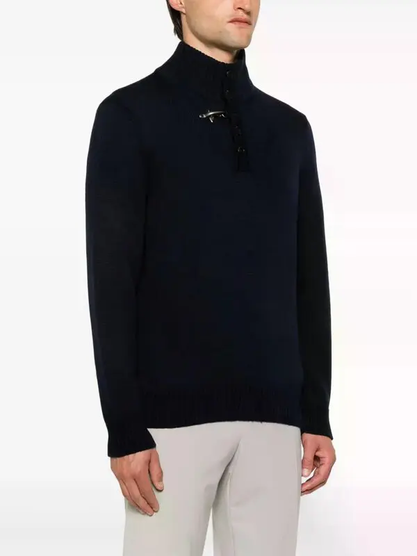 FAY Turtleneck Virgin Wool Sweater - Blue