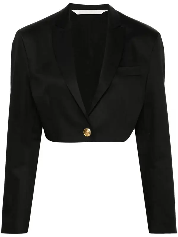 Palm Angels Cropped Twill Blazer - Black