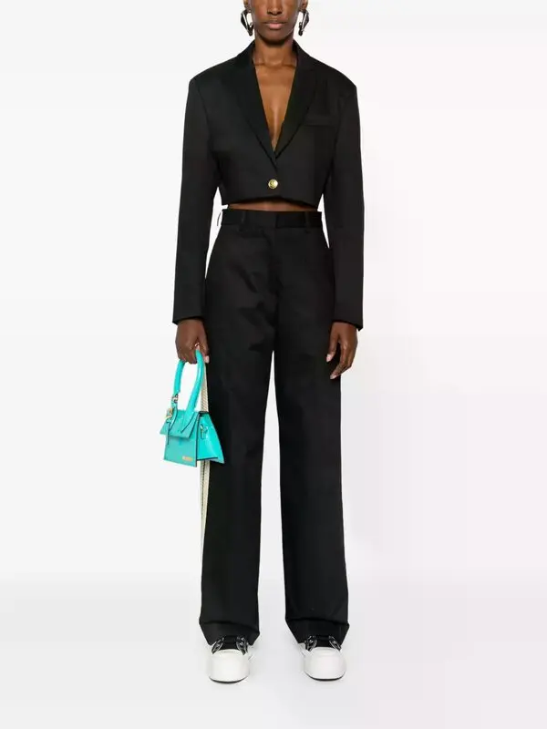 Palm Angels Cropped Twill Blazer - Black