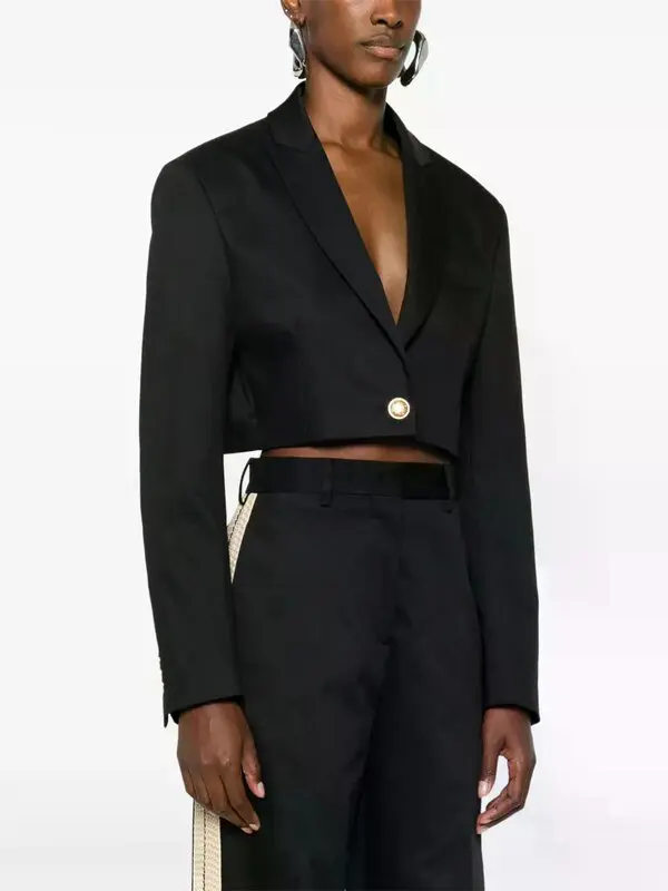 Palm Angels Cropped Twill Blazer - Black
