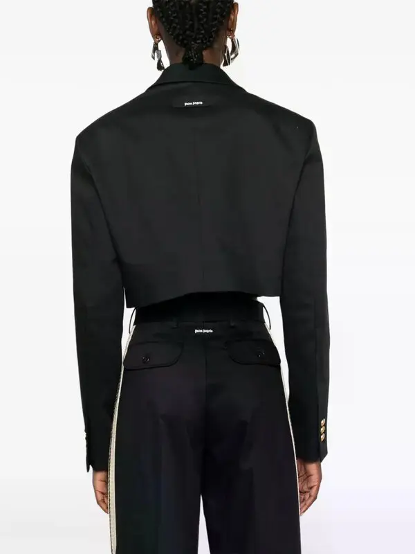 Palm Angels Cropped Twill Blazer - Black