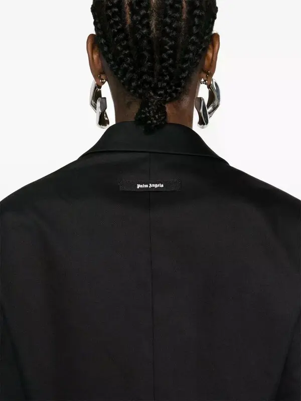 Palm Angels Cropped Twill Blazer - Black