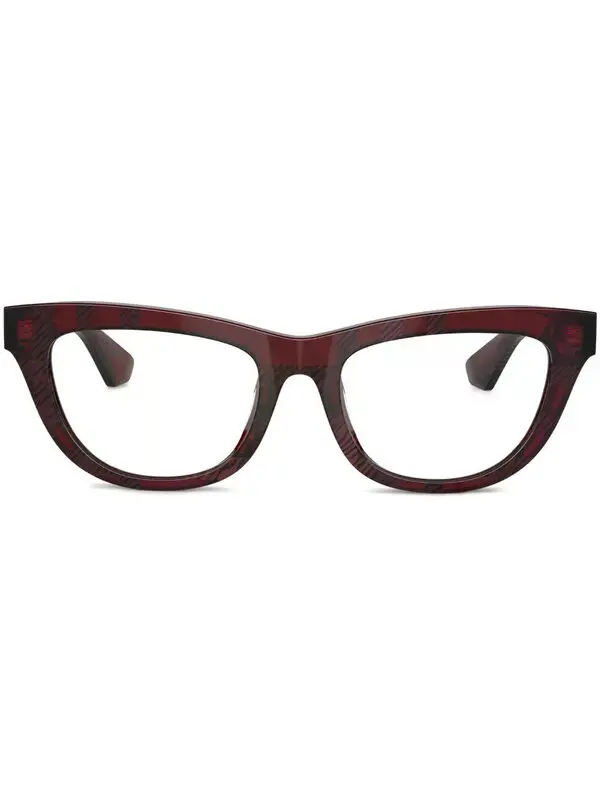 Burberry Check-pattern Cat-eye Glasses - Red