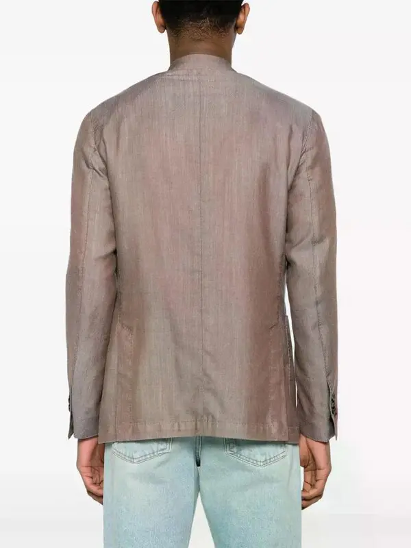 LARDINI Brooch-detail Single-breasted Blazer - Brown