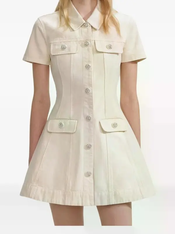SELF-PORTRAIT Denim Mini Shirt Dress