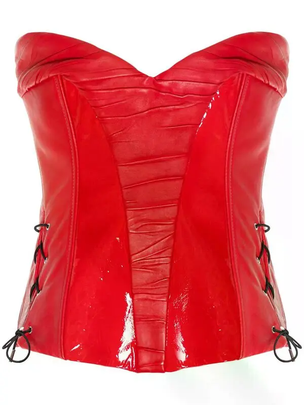 MITILIANE COUTURE Leather Corset With Patent Inserts - Red