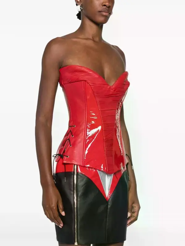 MITILIANE COUTURE Leather Corset With Patent Inserts