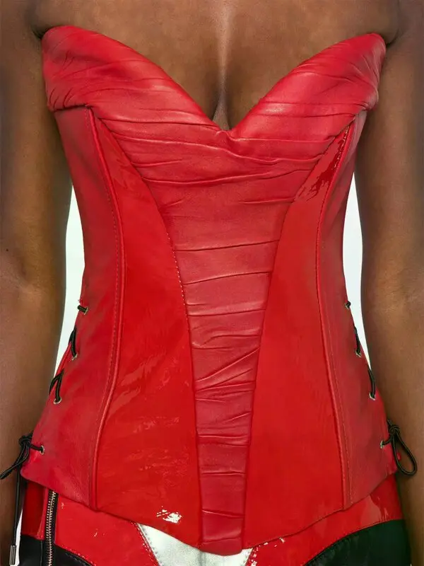 MITILIANE COUTURE Leather Corset With Patent Inserts