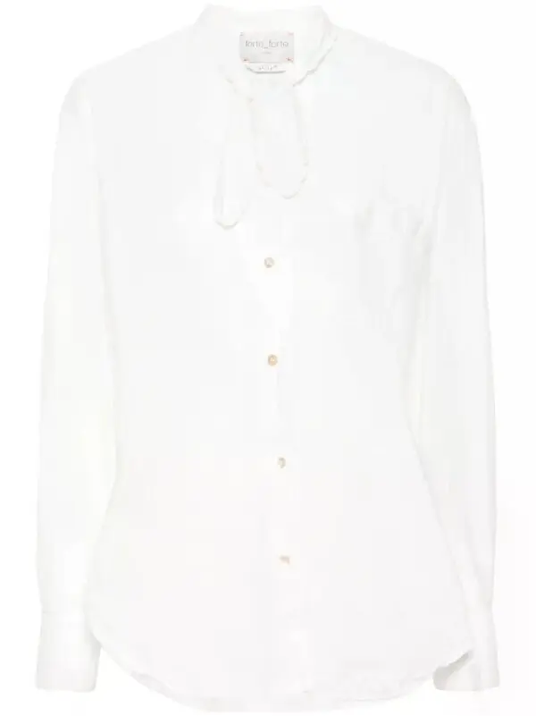 FORTE_FORTE Pussy-bow Cotton Shirt - White