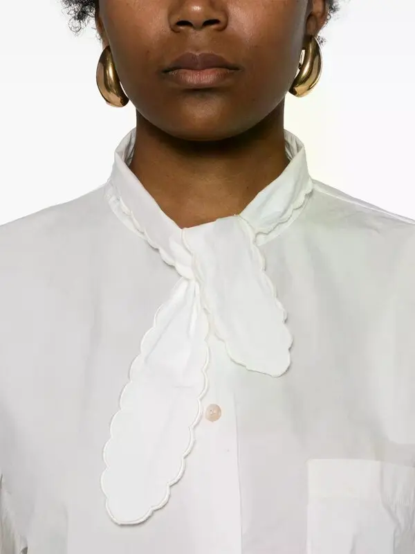 FORTE_FORTE Pussy-bow Cotton Shirt - White