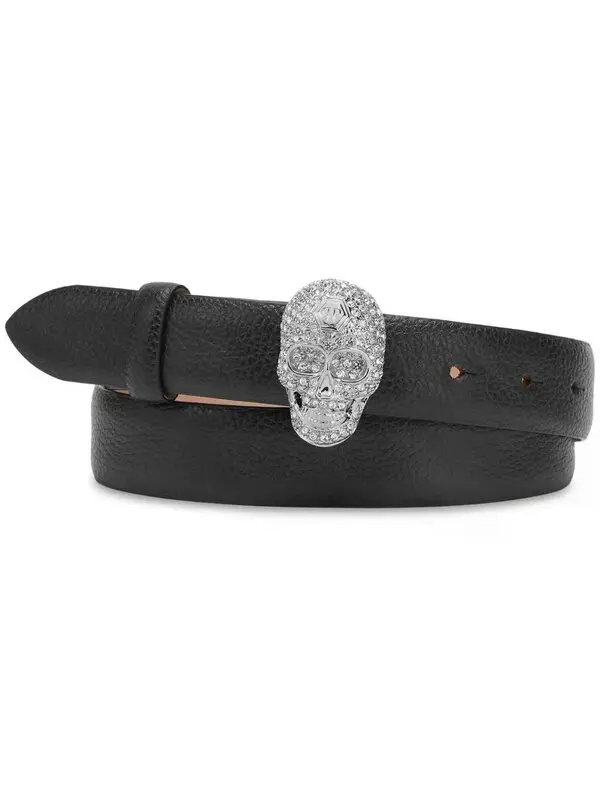 Philipp Plein Skull Leather Belt - Black