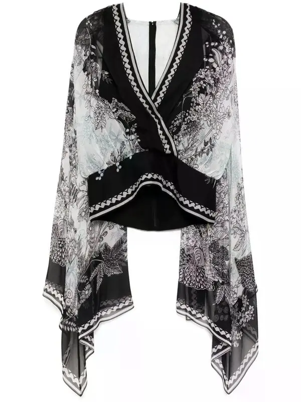 Elie Saab Printed Chiffon Blouse