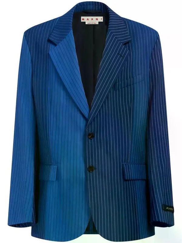 Marni Two-tone Pinstriped Wool Blazer