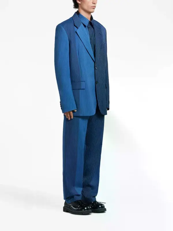 Marni Two-tone Pinstriped Wool Blazer