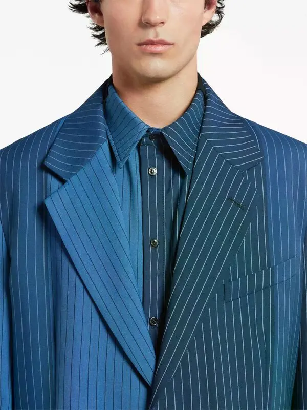 Marni Two-tone Pinstriped Wool Blazer