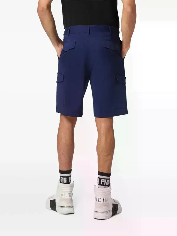 Philipp Plein Logo Plaque Cargo Shorts - Blue