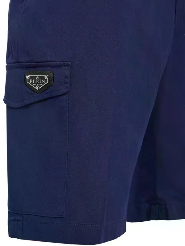 Philipp Plein Logo Plaque Cargo Shorts - Blue