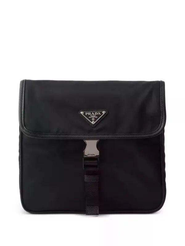 Prada Re-nylon And Saffiano Leather Shoulder Bag - Black