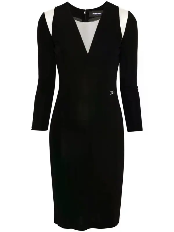 Dsquared2 Logo-plaque Mesh-detail Dress