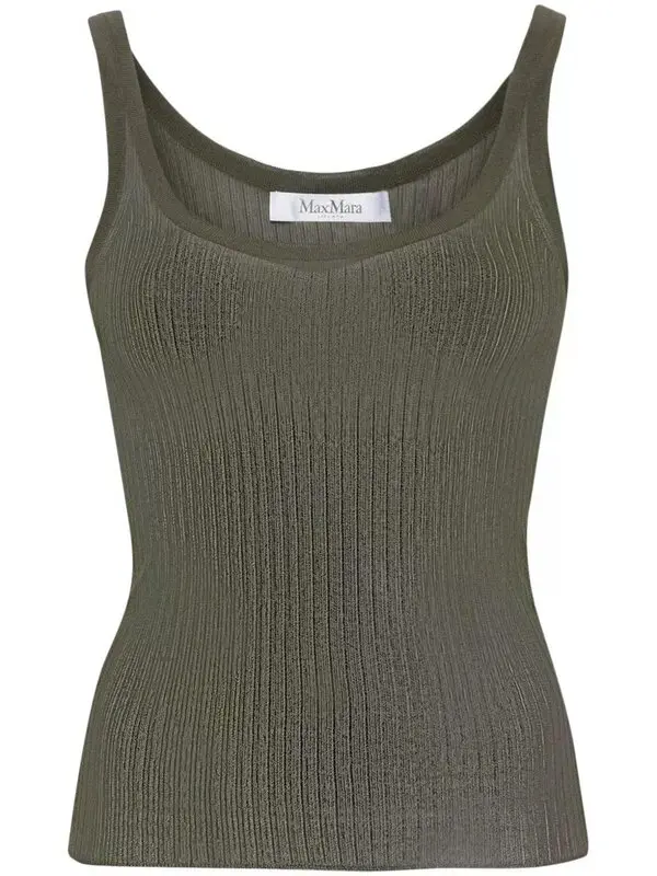 Max Mara Bastia Ribbed Silk Top - Green
