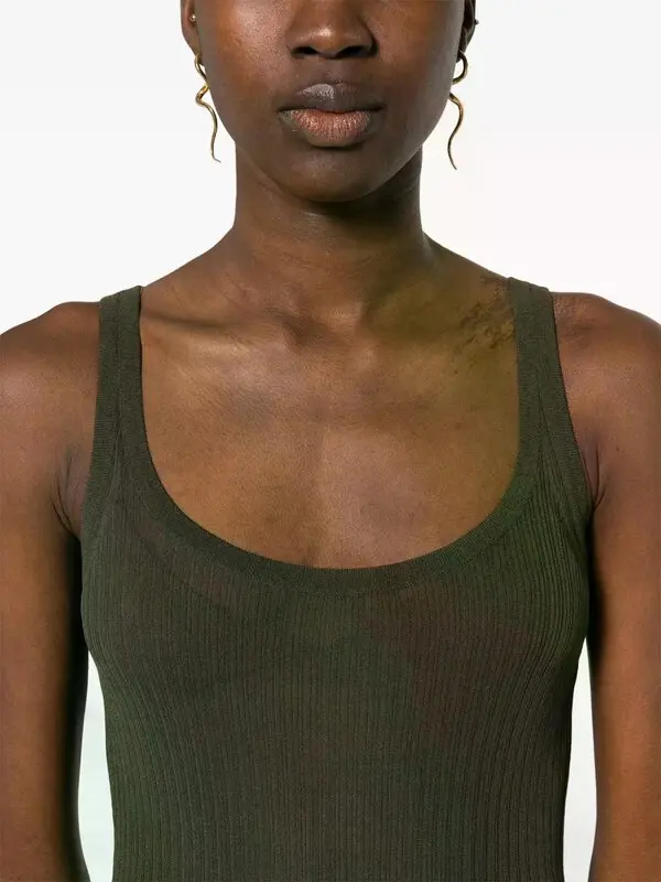 Max Mara Bastia Ribbed Silk Top - Green
