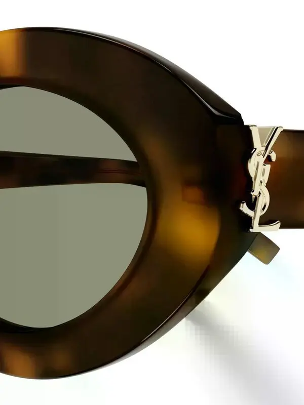 Saint Laurent Oval-frame Patterned Sunglasses - Brown