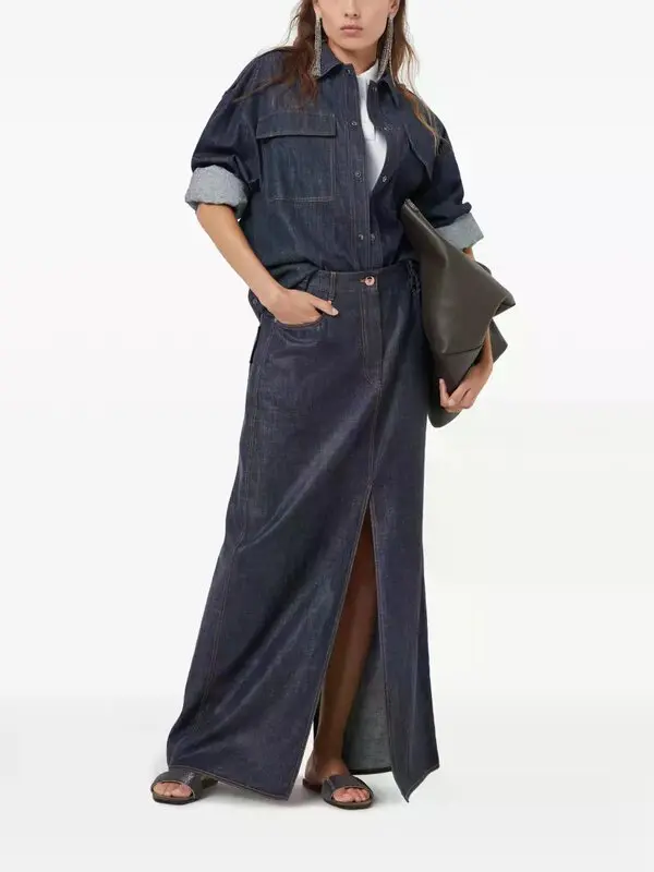 Brunello Cucinelli Denim Maxi Skirt