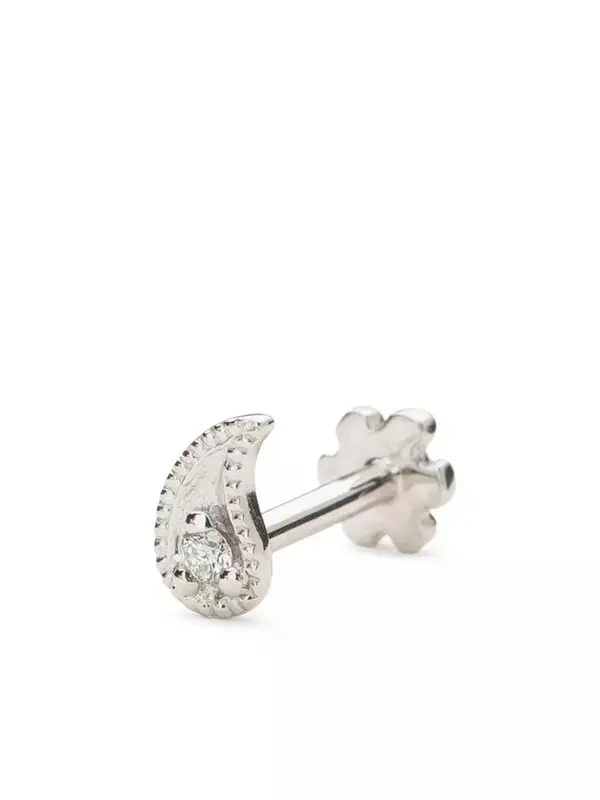 MARIA TASH 18kt White Gold Paisley Single Earring With Diamond - Silver