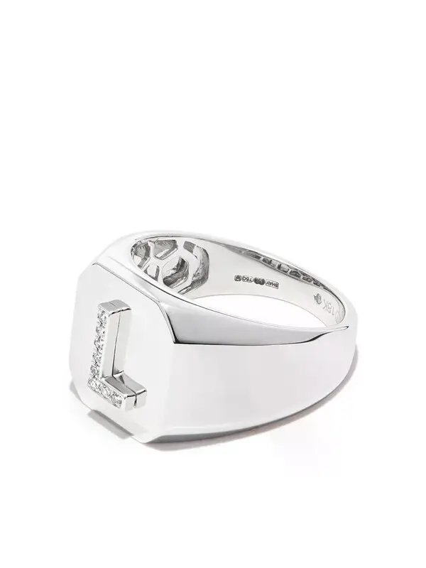Shay 18k White Gold Champion Initial Ring - Silver