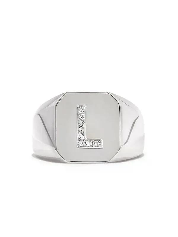 Shay 18k White Gold Champion Initial Ring