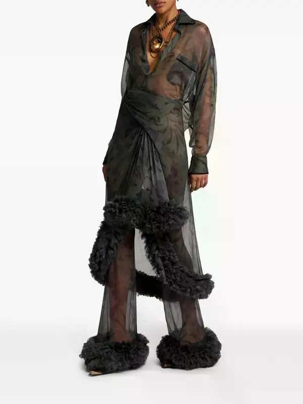 Etro Printed Silk Flared Trousers