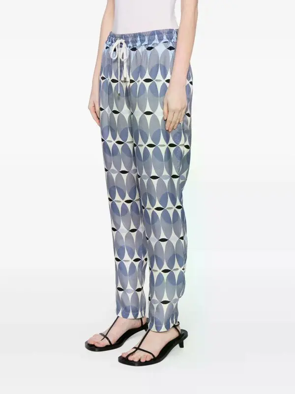 Lorena Antoniazzi Graphic-print Silk Trousers - Blue