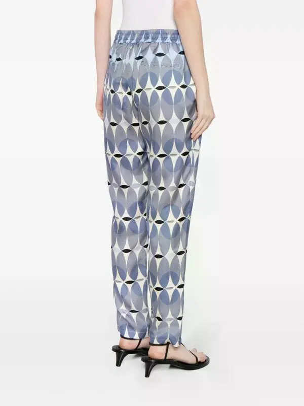 Lorena Antoniazzi Graphic-print Silk Trousers - Blue