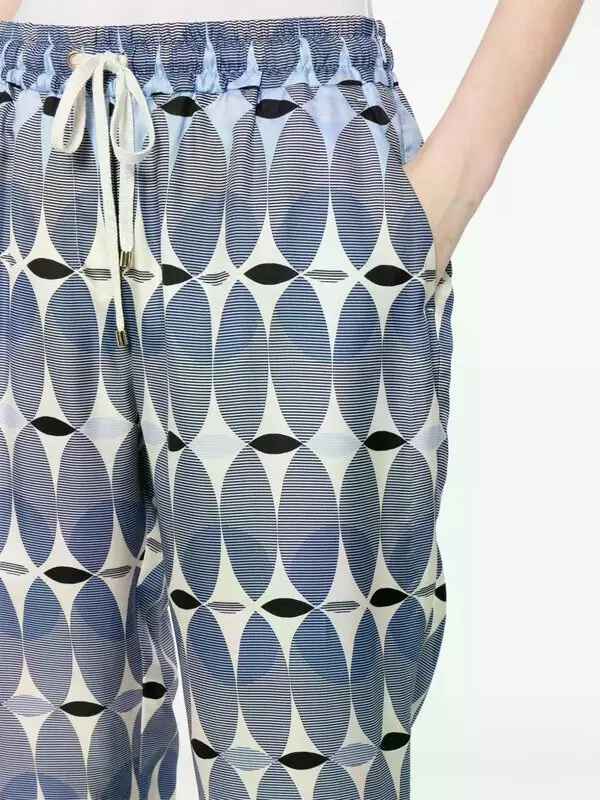 Lorena Antoniazzi Graphic-print Silk Trousers - Blue