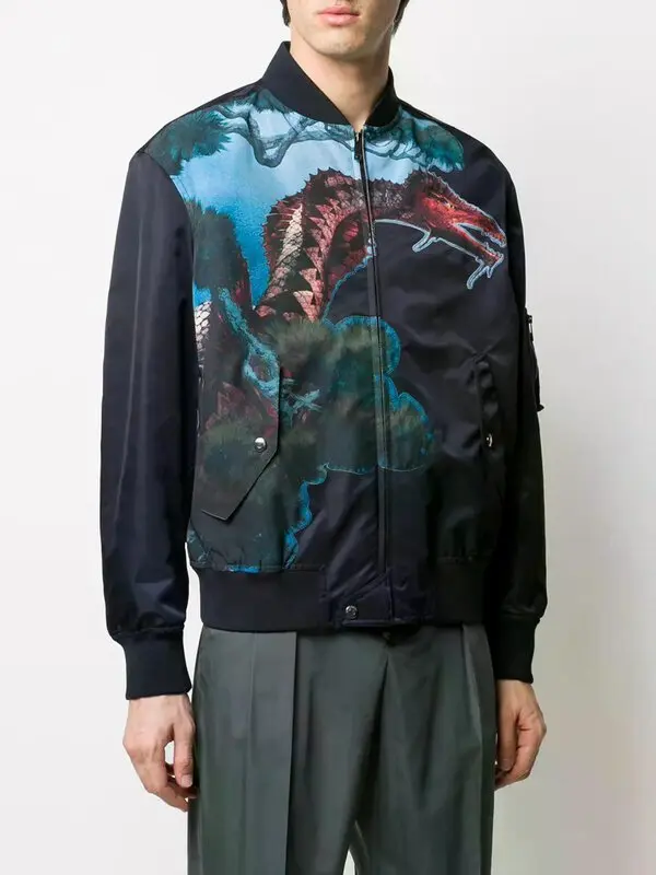 Valentino Garavani Dragons Garden Print Bomber Jacket