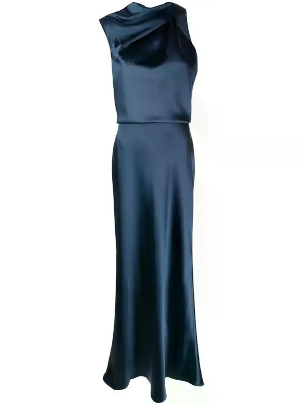 Amsale Asymmetric Draped Satin Gown