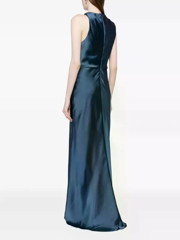 Amsale Asymmetric Draped Satin Gown