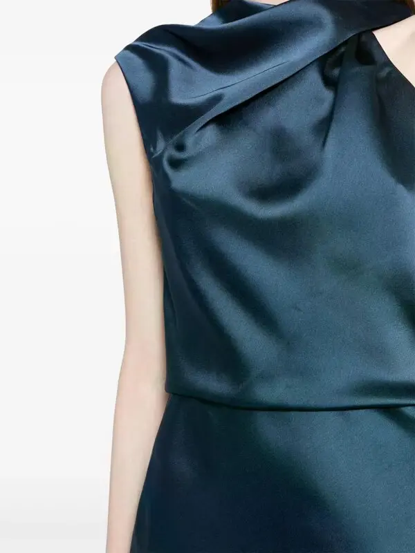 Amsale Asymmetric Draped Satin Gown
