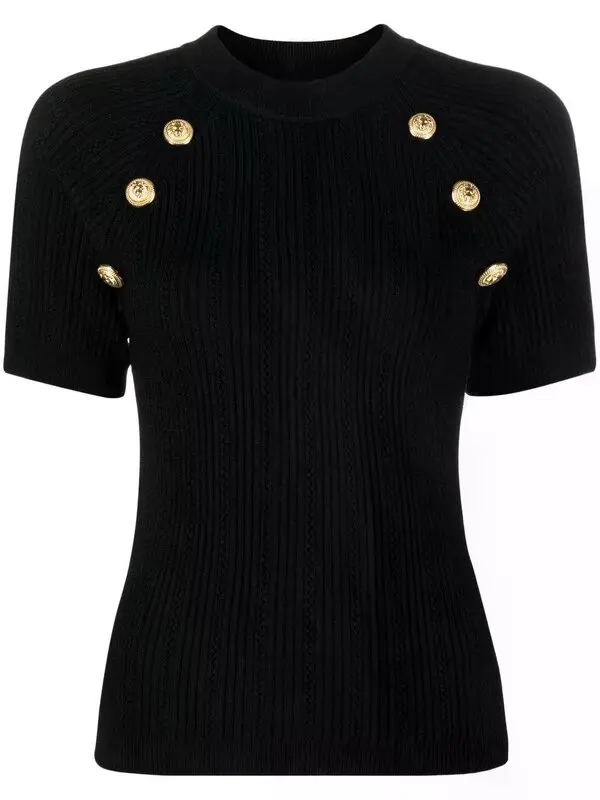 Balmain Button-detail Short-sleeve Top
