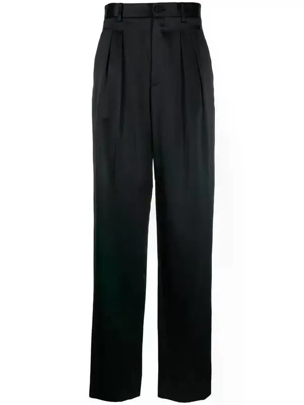 NILI LOTAN Satin Silk Pleated Trousers