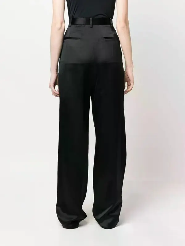 NILI LOTAN Satin Silk Pleated Trousers