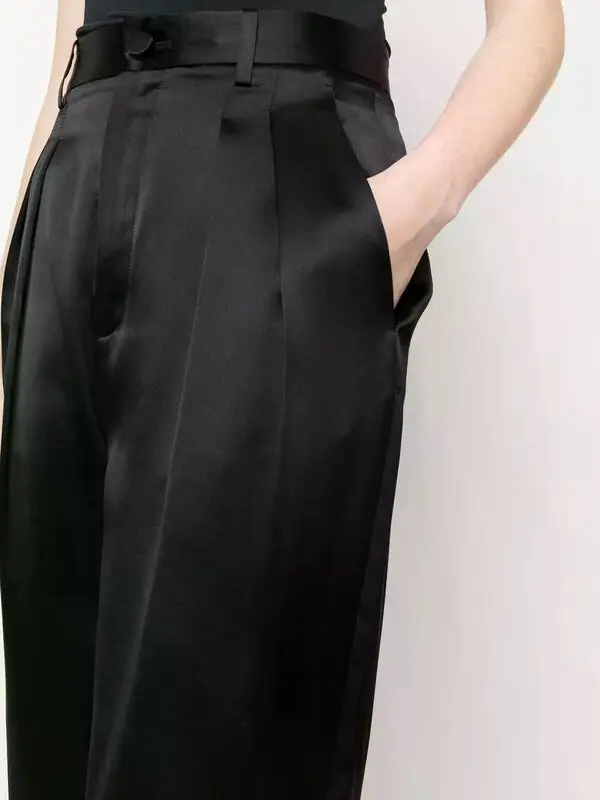 NILI LOTAN Satin Silk Pleated Trousers