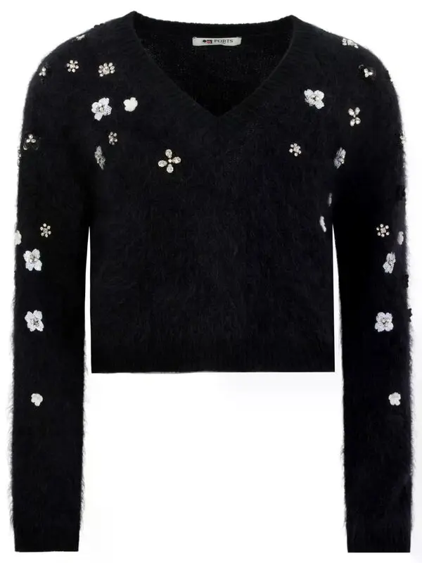 Ports 1961 Mohair-blend V-neck Sweater - Black