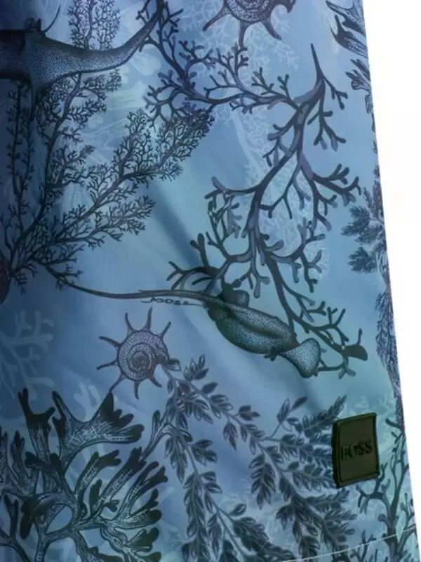 BOSS Floral-print Swim Shorts - Blue