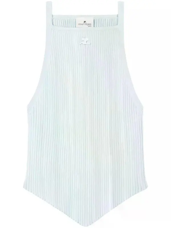 COURREGES Pointy Rib-knit Tank Top - Blue