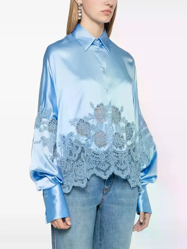 Ermanno Scervino Lace-panelled Shirt - Blue